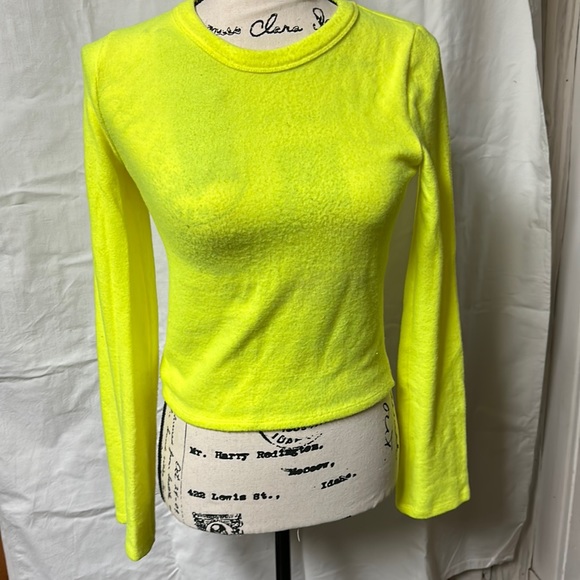 Zara | Tops | Zara Soft Touch Neon Long Sleeve Crop Top | Poshmark